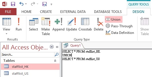 Use UNION And UNION ALL In Access Query 03 Access Excel Tips
