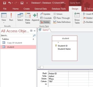 Access delete table records