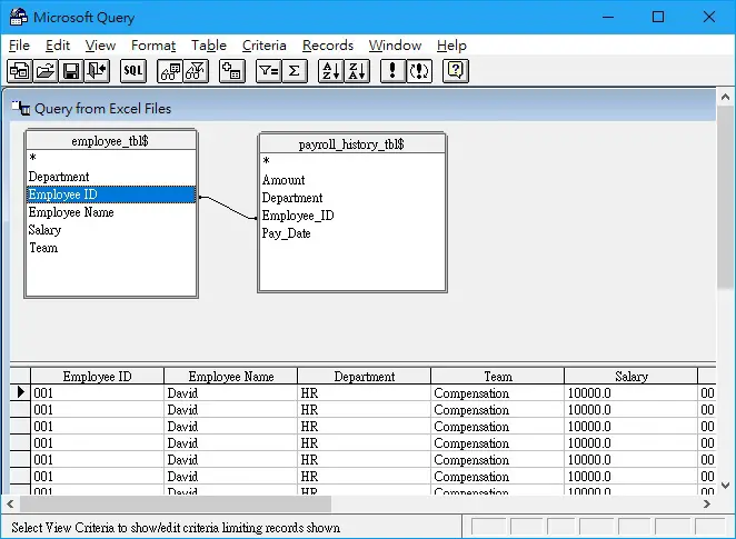 Create Excel Query And Update Query