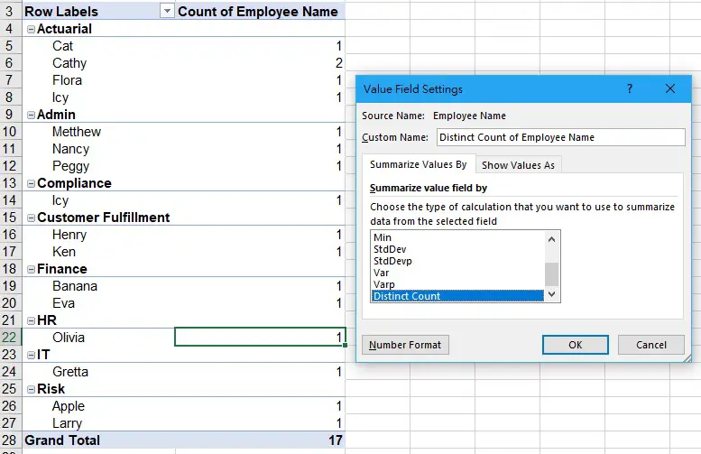 Excel Pivot Table Distinct Count To Count Unique Value